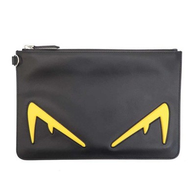 Fendi Bag Bugs Monster Bug's Eye Leather Clutch Black Used MESC-0 | eBay