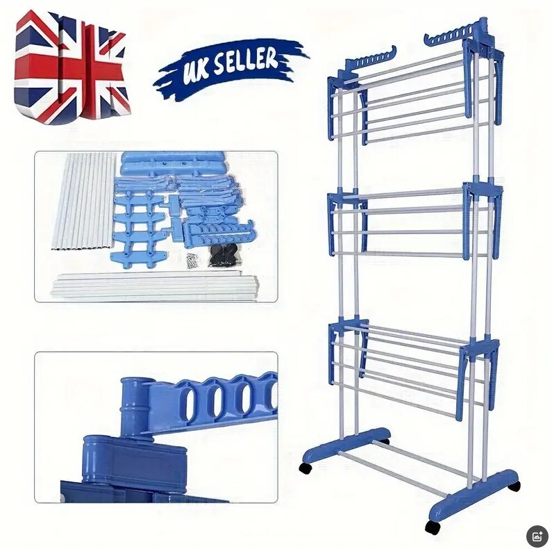 Extra Large Clothes Airer 4 Tier Indoor Foldable Outdoor Laundry Dryer ...