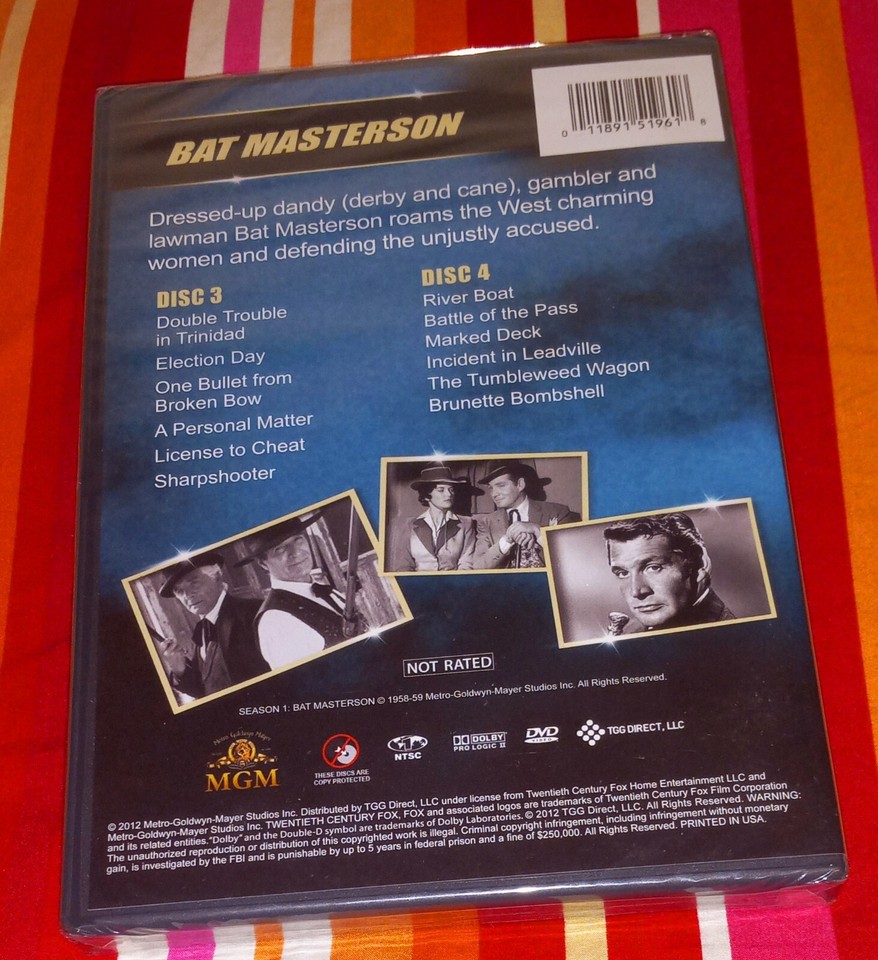 Bat Masterson - Volume 2 (DVD, 2012, 2 Disc Set)- Gene Barry - BRAND ...