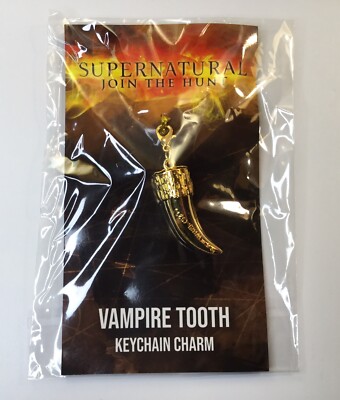 Supernatural Vampire Tooth KeyChain Charm Gold-Tone Join The Hunt Ex ...
