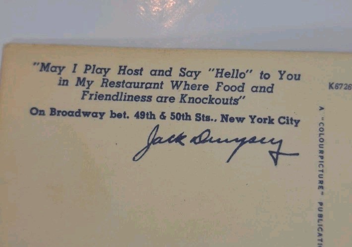 Jack Dempsey Knocks Out Jess Willard To Become Champion Signed Postcard ...