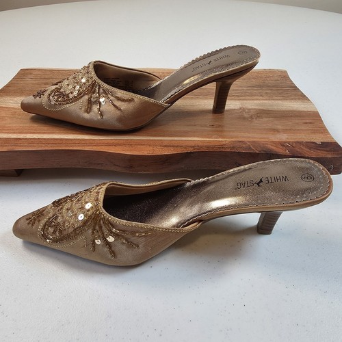 Vintage White Stag Sequin Satin Mules – Y2K Fairycore Glam (Size 9) | eBay