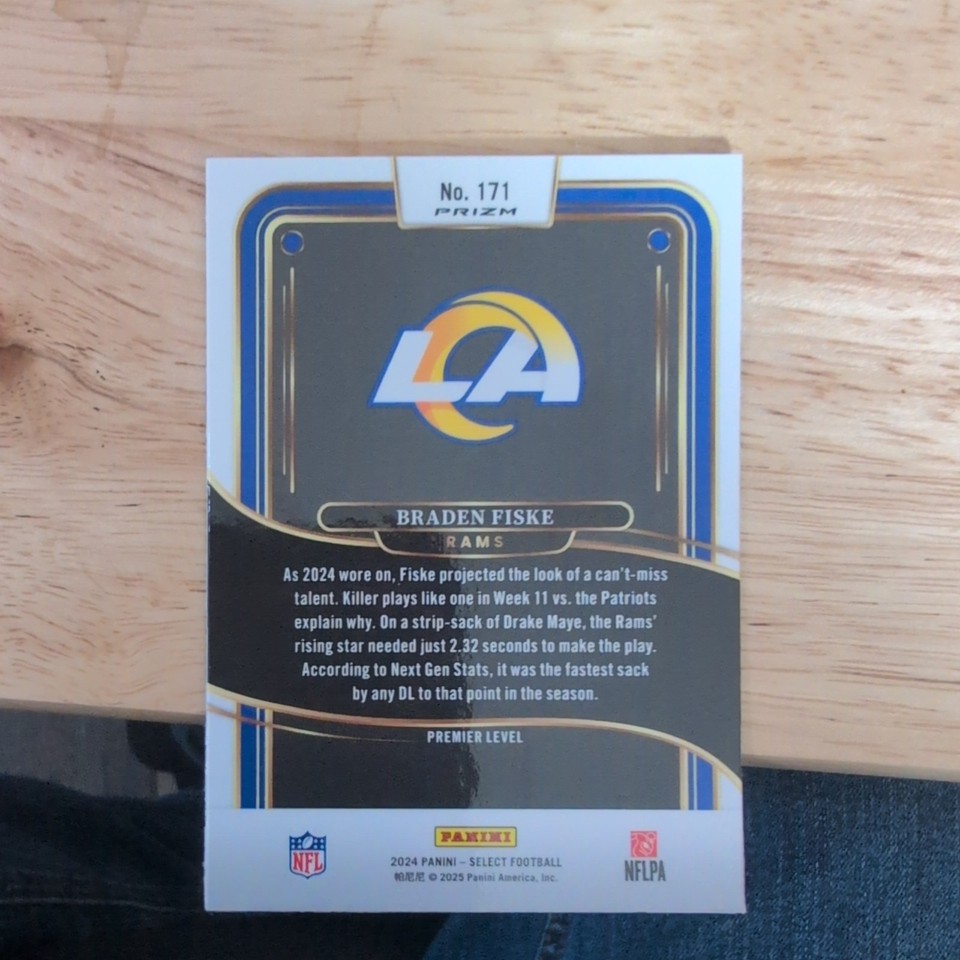 2024 Panini Select Premier Level Braden Fiske #171 Black & Blue Shock ...