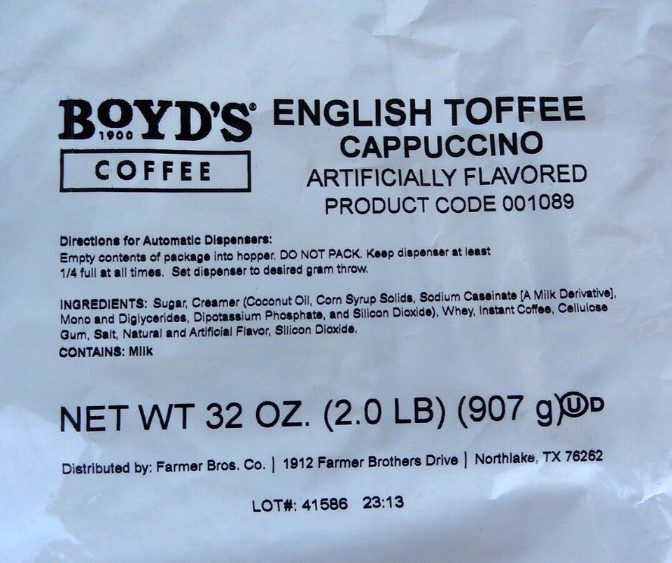English Toffee Cappuccino Instant Mix Powder (2lb) BOYD'S Coffee | eBay