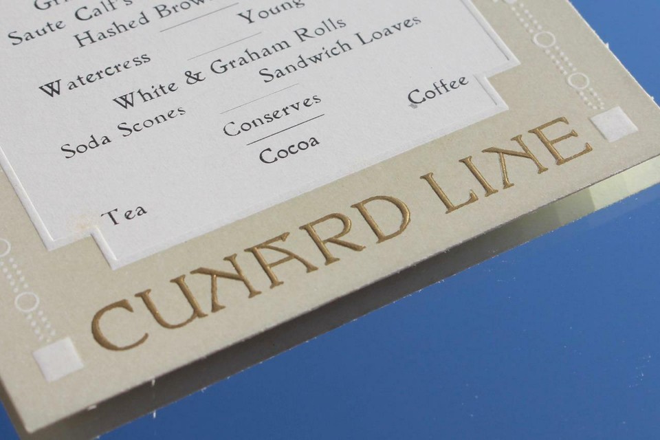 CUNARD LINE RMS AQUITANIA BEAUTIFULLY ILLUSTRATED MENU CARD MAY 14TH ...