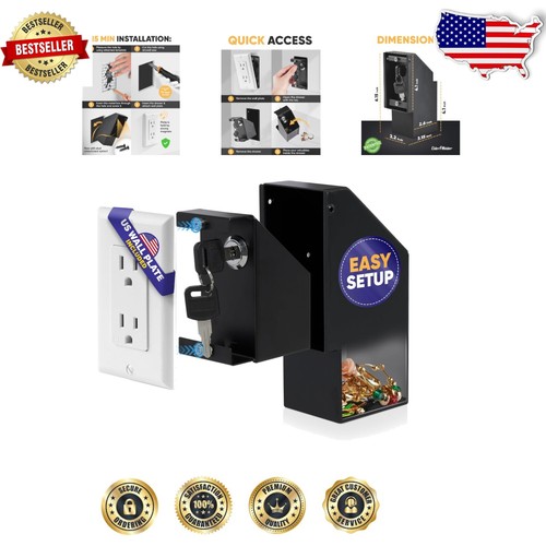 Disguised Wall Outlet Safe with 30 Cubic Inch Capacity - Key Lock ...