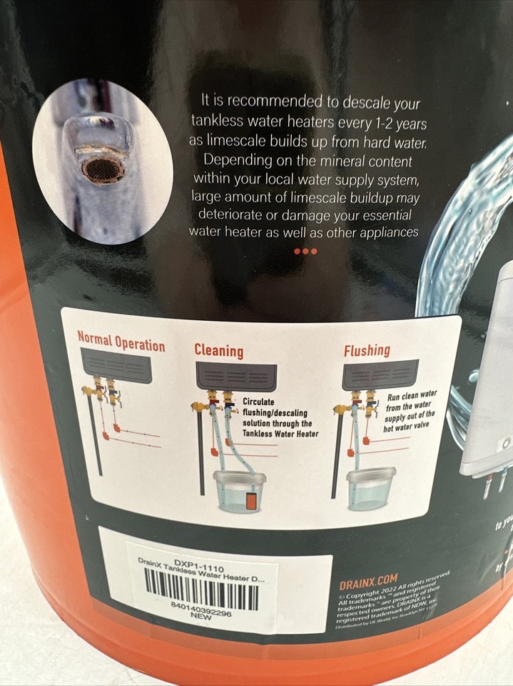 Tankless Water Heater Descaler Kit DrainX DXP1-1110 | eBay