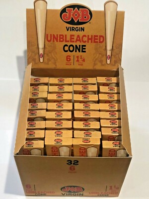 JOB Virgin Unbleached Cones 1 1/4, 32 Packs of 6 Cones per Pack. | eBay