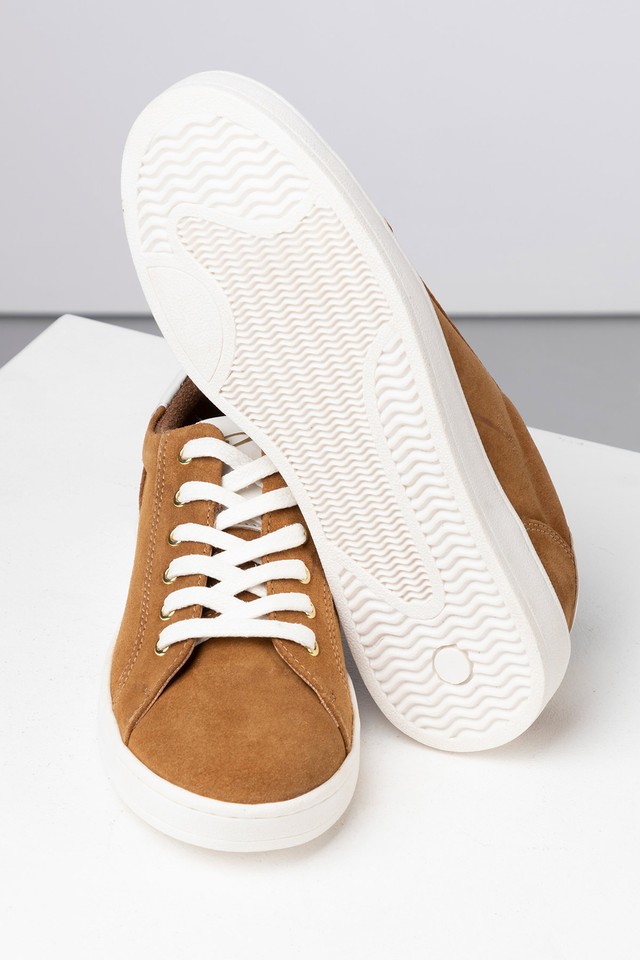 Ladies Suede Trainers Womens Lace Up Leather Brown Trainer Shoes ...
