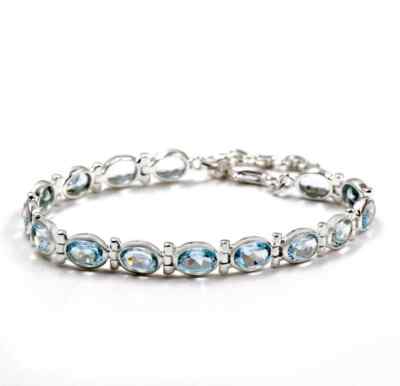 Natural Sky blue topaz bracelet Solid 925 Sterling Elegant 6.5 inch | eBay