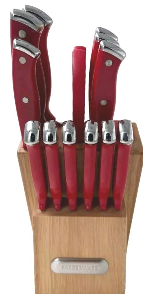 Farberware Edgekeeper 14 PC Triple Riveted Knife Block Set w/Built-in ...