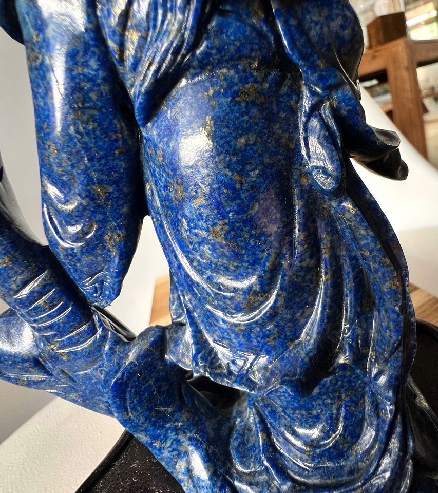 Antique Chinese Republic Carved Lapis Lazuli Blue Stone Statue Figurine ...