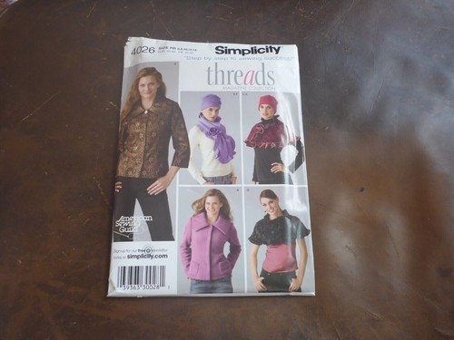 UNCUT Simplicity Sewing Pattern Misses Jacket Capelet Scarf Hat 4026 ...