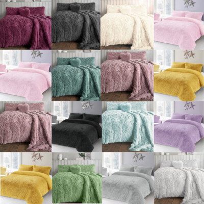 Cuddles Fluffy Fur Fleece Duvet Cover Alaska Teddy Thermal Warm Bedding ...