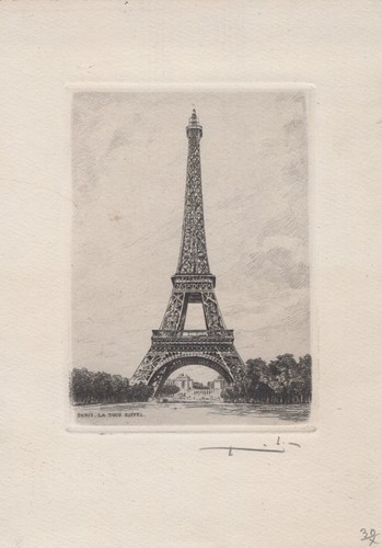 Original Leopold Robin 1940s Eiffel Tower Paris Art France Intaglio ...