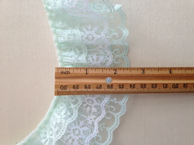 Triple Ruffled Lace Trim, Mint and White, 3 Tier Lace, 3 Layer Lace | eBay
