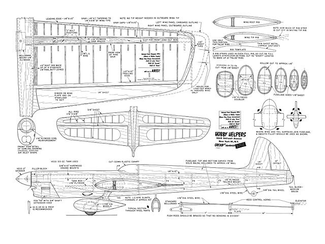 Ares Control Line Stunt 52" WS RC Model Airplane Plans Templates PDF on ...