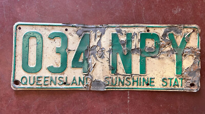 Vintage Queensland Number Plate Tin Sign Sunshine State Car Collector ...