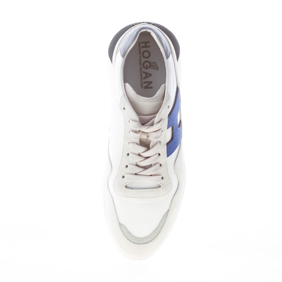 Hogan men shoes Interactive Cube beige suede and white tech fabric ...