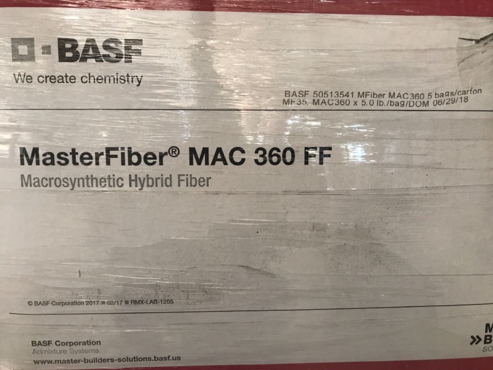 Basf masterfiber mac 360 ff Macrosyhthetic hybrid fiber (5 bags ) 5lbs ...