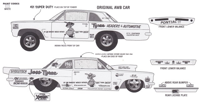 JESS TYREE '62 Pontiac Tempest NHRA 1/18th Scale Drag Car Waterslide ...