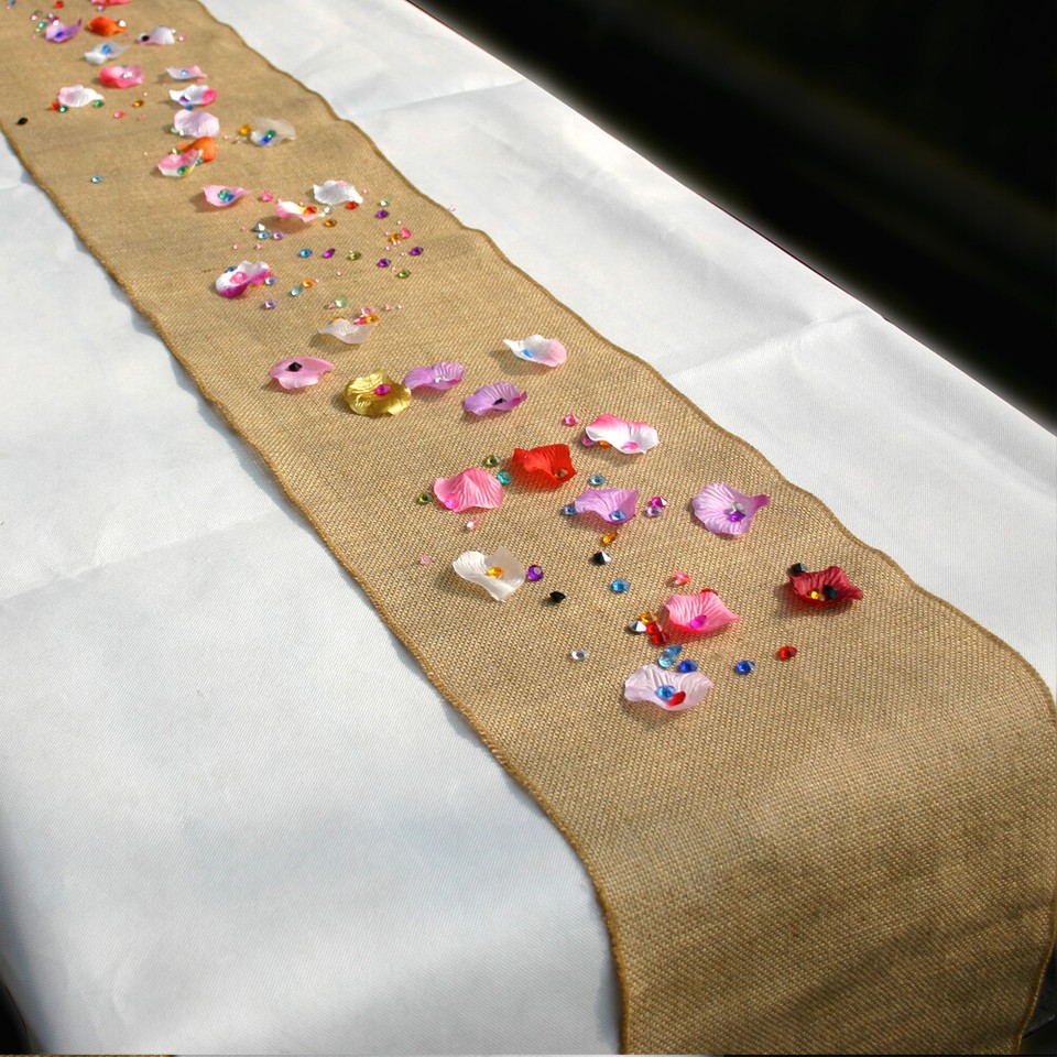 Time to Sparkle 30 x 275cm Hessian Table Runner Sewed Edge Wedding ...