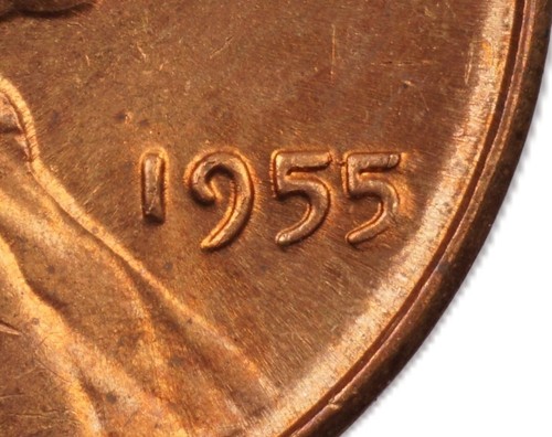 1955 P 1c Poor Man's Double Die DDO Lincoln Wheat Cent Penny Head BU RD ...