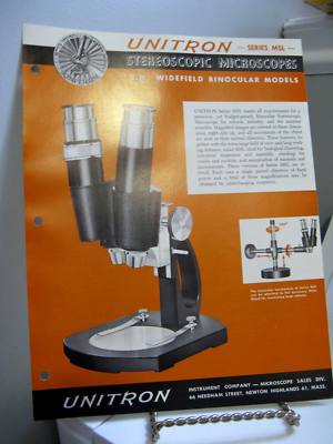Original Unitron Stereoscopicl Series MSL Microscope Sales Sheet - VG ...