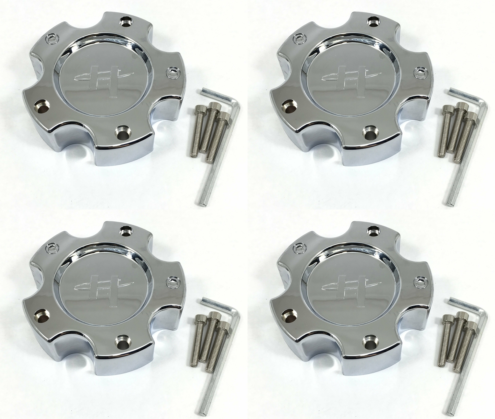 4x Helo Chrome Wheel Center Hub Caps 4-15/16"OD Bolt-On for 5x4.5 5x114 ...