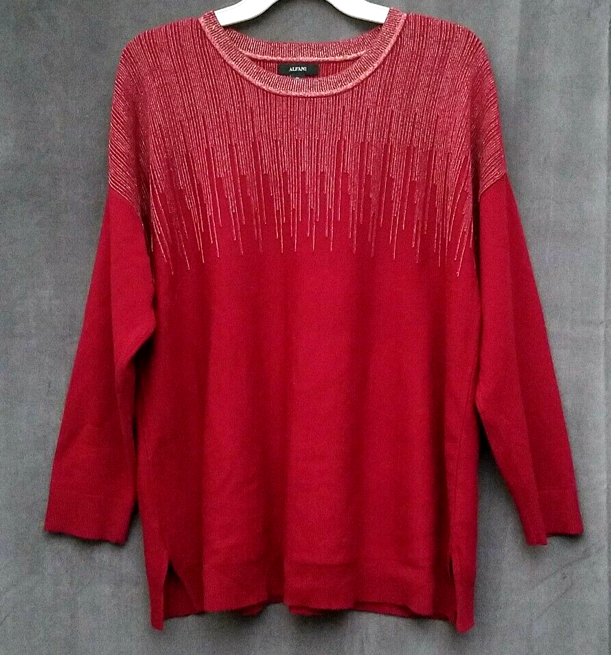 Alfani Red Gold Shimmer Scoop Neck Pullover Sweater sz. XL | eBay