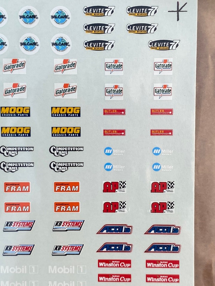 Slixx NASCAR Decals 96 Contingency Sheet 1:24 Scale Model Cars Racing ...