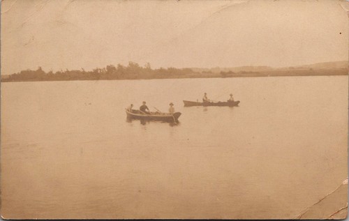 Postcard Early Wooden Boating; Canoes; Rowboats RPPC Real Photo 1910 C7 ...