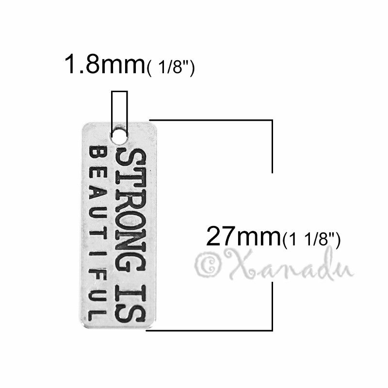 Strong Is Beautiful 27mm Antiqued Silver Plated Charms C7598 - 2, 5 Or ...
