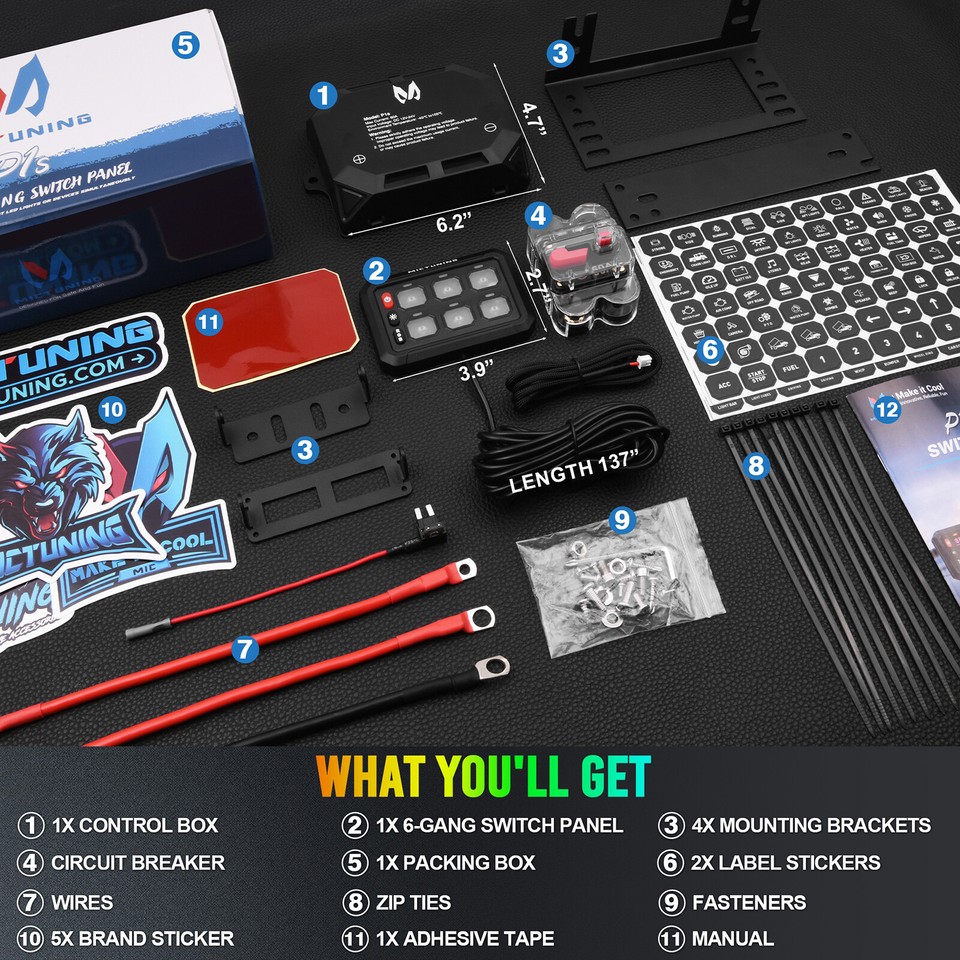 RGB 6 Gang Switch Panel, Circuit Control Relay System Box for Truck ...