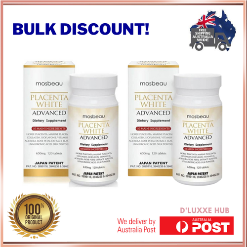 2x MOSBEAU Placenta White Advanced Supplement 120 Tablets / 650mg ...