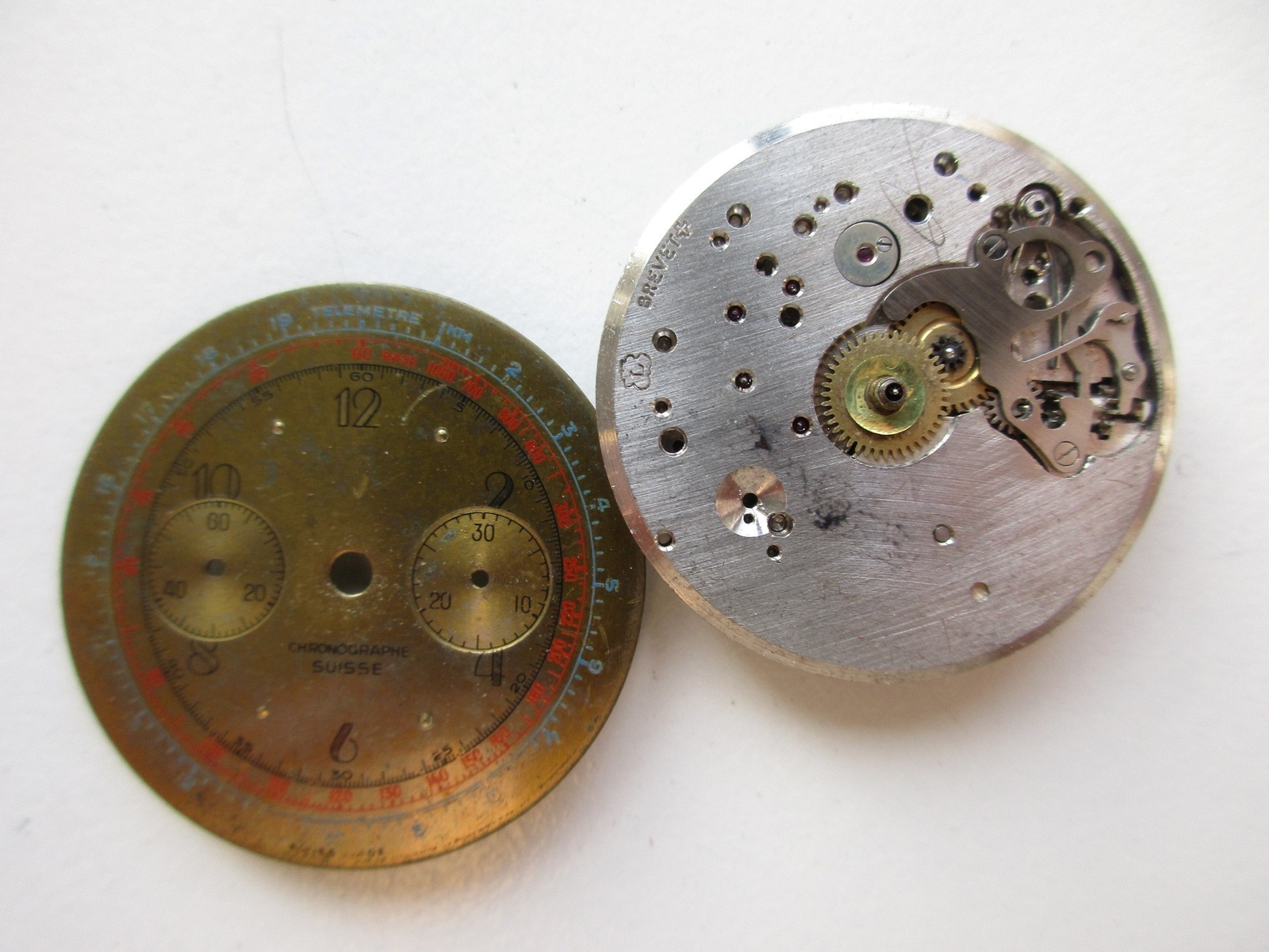 Landeron Swiss cal. 48 chronographe watch movement & vintage dial - for ...