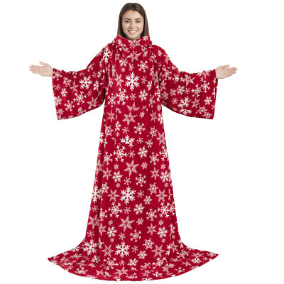 Christmas Wearable Blanket with Sleeves Soft Fleece Snuggy Robe Wrap ...