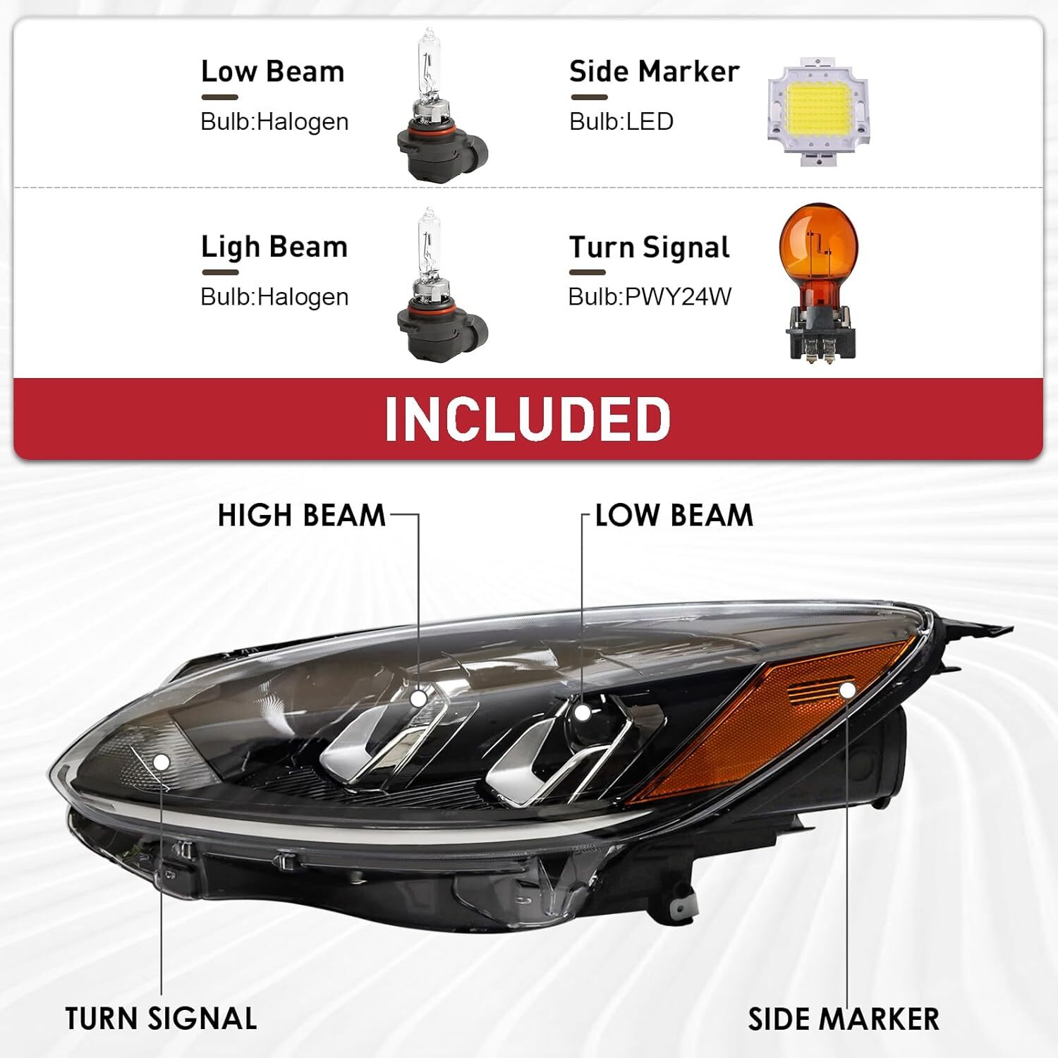 Halogen Headlight Assy w/Bulb FO2502395 For 2020-2022 Ford Escape ...