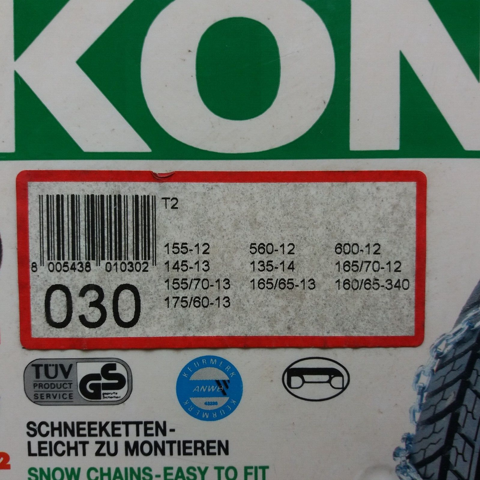 Pair Snow Chains KONIG T2 12MM Group 3 Applications As In Photo | eBay