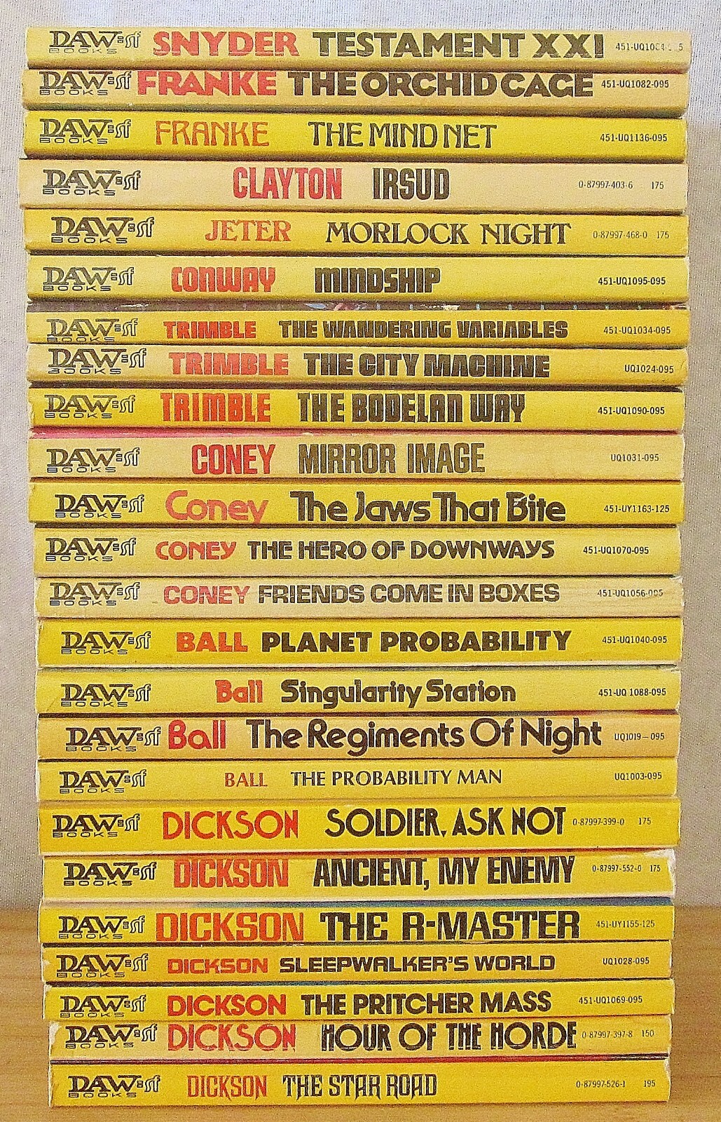 Vintage 70s Lot of 24 DAW Science Fiction Paperbacks Yellow Spines ...