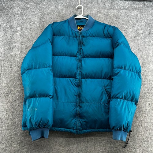 VTG REI Jacket Mens 2XL Blue Full Zip Quilted Pocket Lined Down Puffer ...
