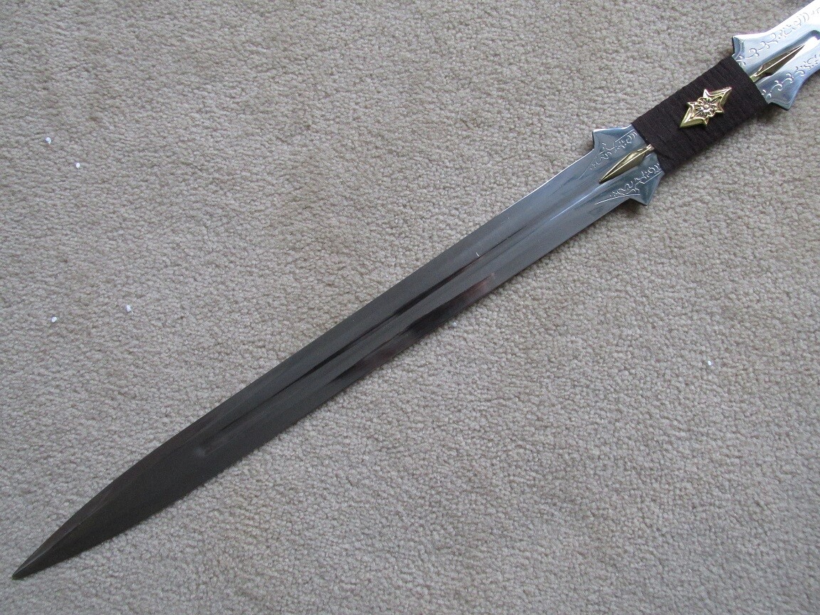 S1601 SILVER EXOTATH MYTHOLOGY SWORD OF DARK ELF AGNEMMEL W/ WOOD MOUNT ...