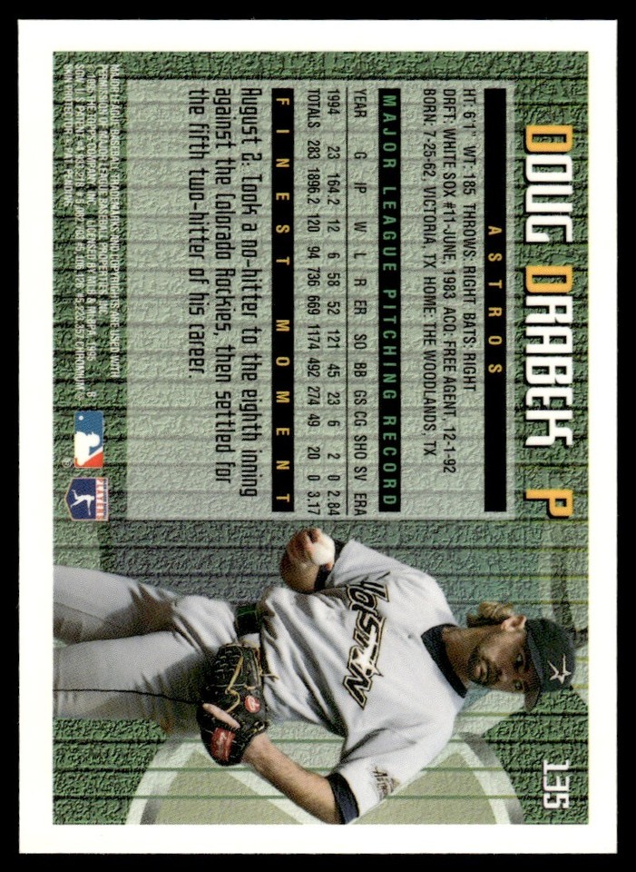 1995 Topps Finest w/ Coating Doug Drabek p Houston Astros #135 | eBay