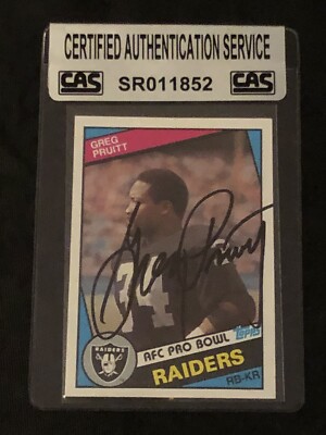 GREG PRUITT 1984 TOPPS SIGNED AUTOGRAPHED CARD #115 RAIDERS CAS ...
