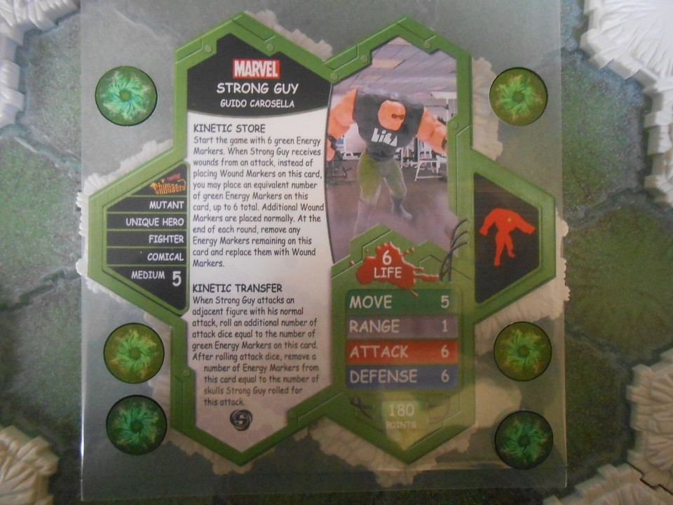 Heroscape Custom Strong Guy Dbl Sided Card & Figure w/ Sleeve Marvel X ...