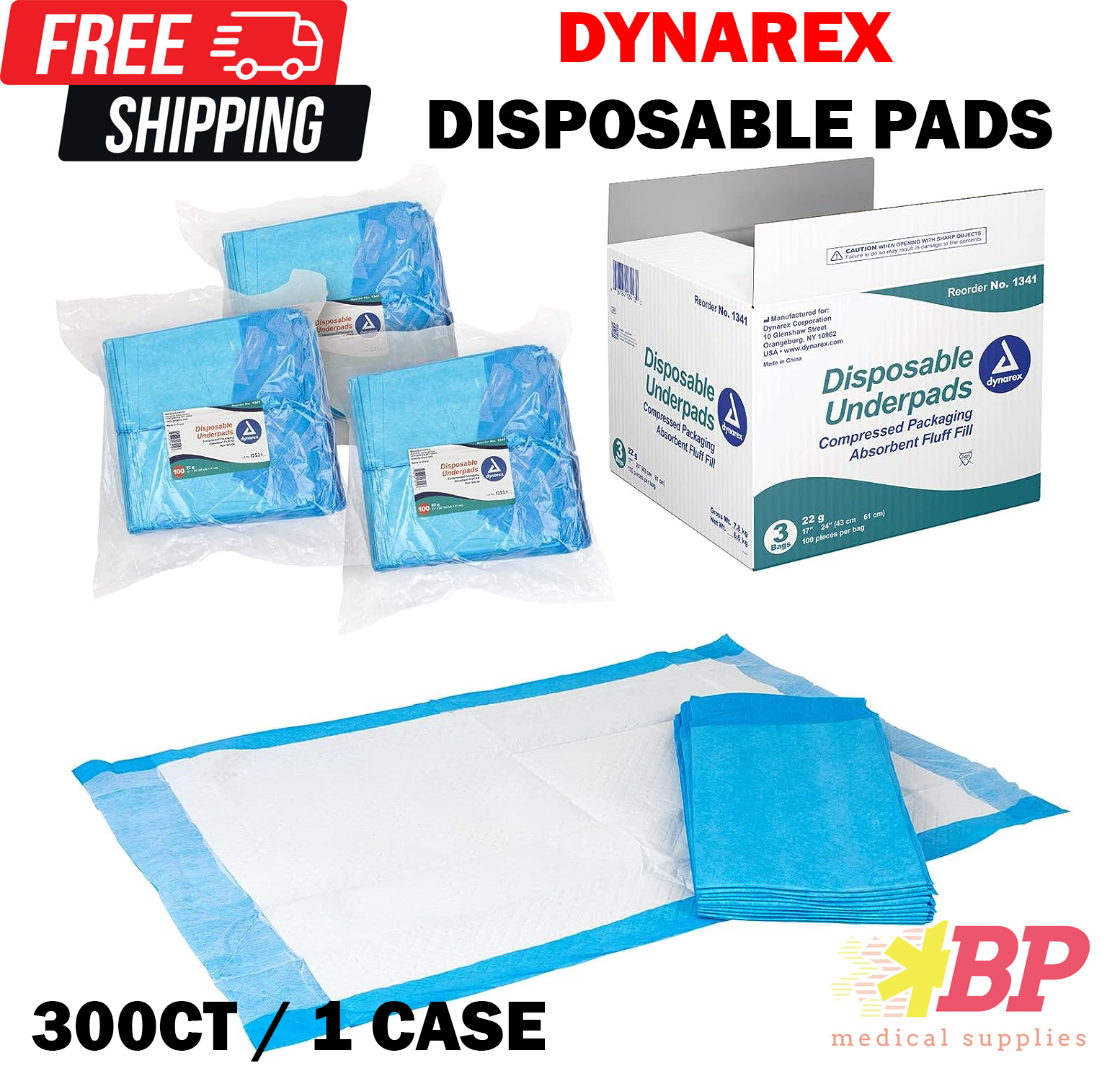 Dynarex Underpad 17'' X 24'' Disposable Heavy Absorbency Bed Pad Sheet ...