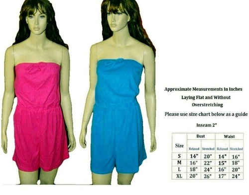 Women's Romper Terry Tube Top Shorts Pants Jumpsuit Sizes S M L Plus ...