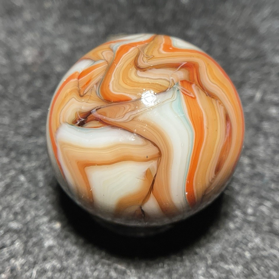 Jabo Marbles-Mamie's Sink- Blazing Orange/Brown/Teal Busy Squiggle ...