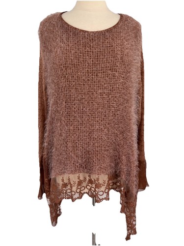 Indigo Thread Co Eyelash Sheer Sequin Lace Bell Sleeve Rust Tunic Top ...