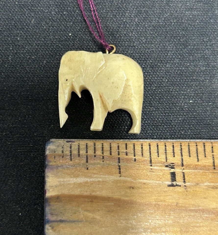 Hand Carved Bovine Bone Elephant Pendant From Africa | eBay